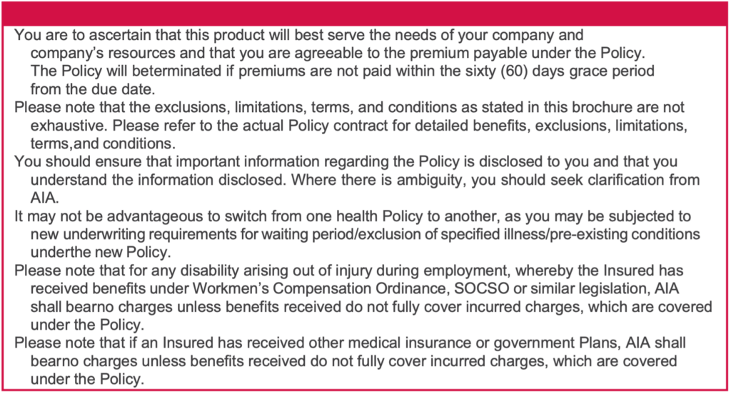 AIA Group Term Life Insurance Plans - Red Cover