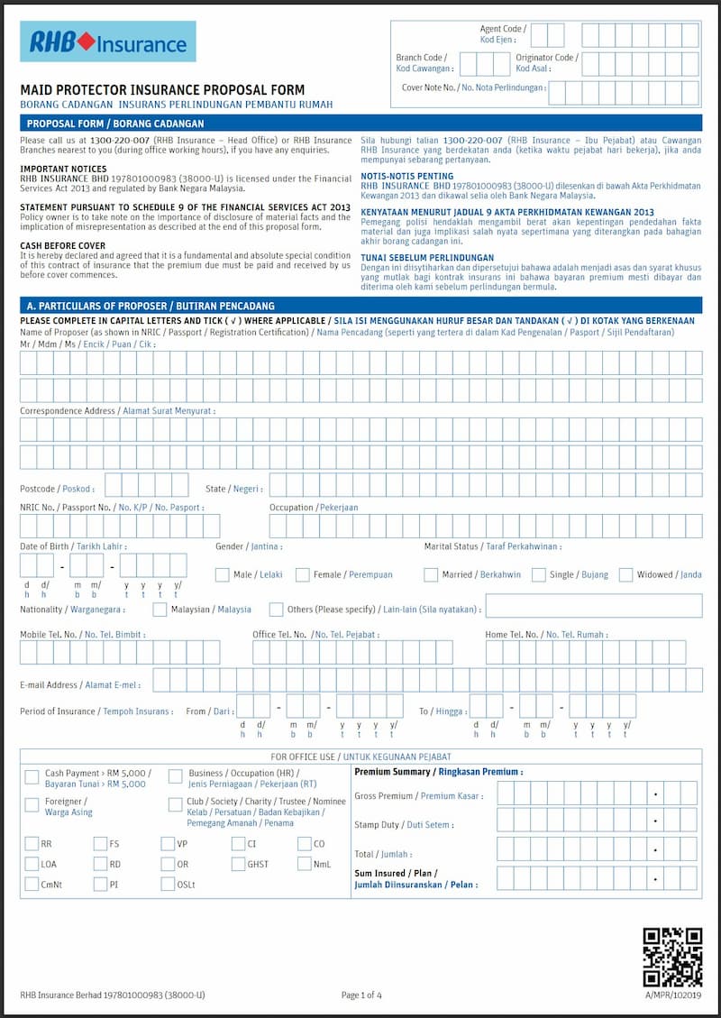 Maid Insurance Malaysia | Foreign Maid Insurance | RHB | Red Cover